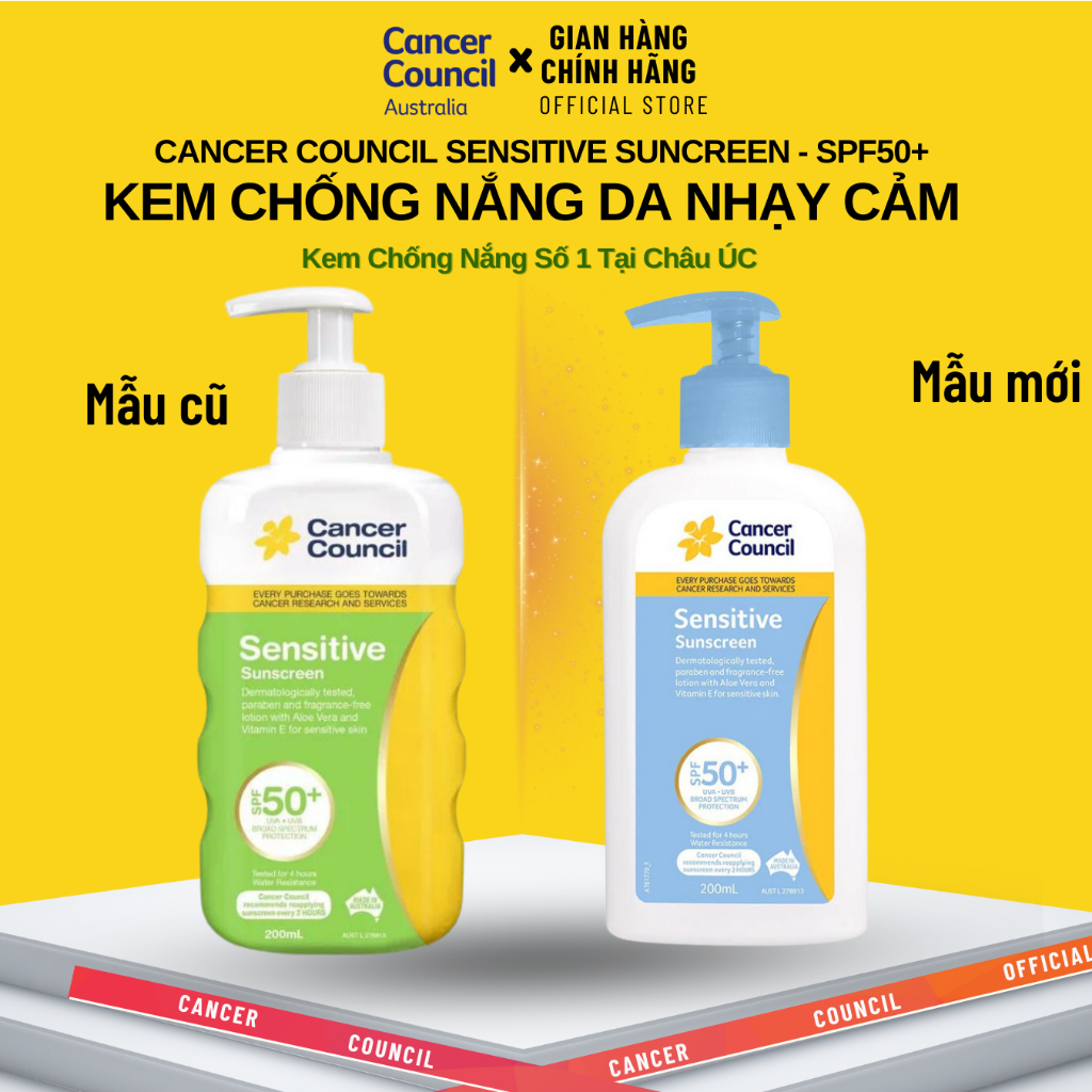Kem Chống Nắng Dành Cho Da Nhạy Cảm Cancer Council Sensitive SPF 50 ...