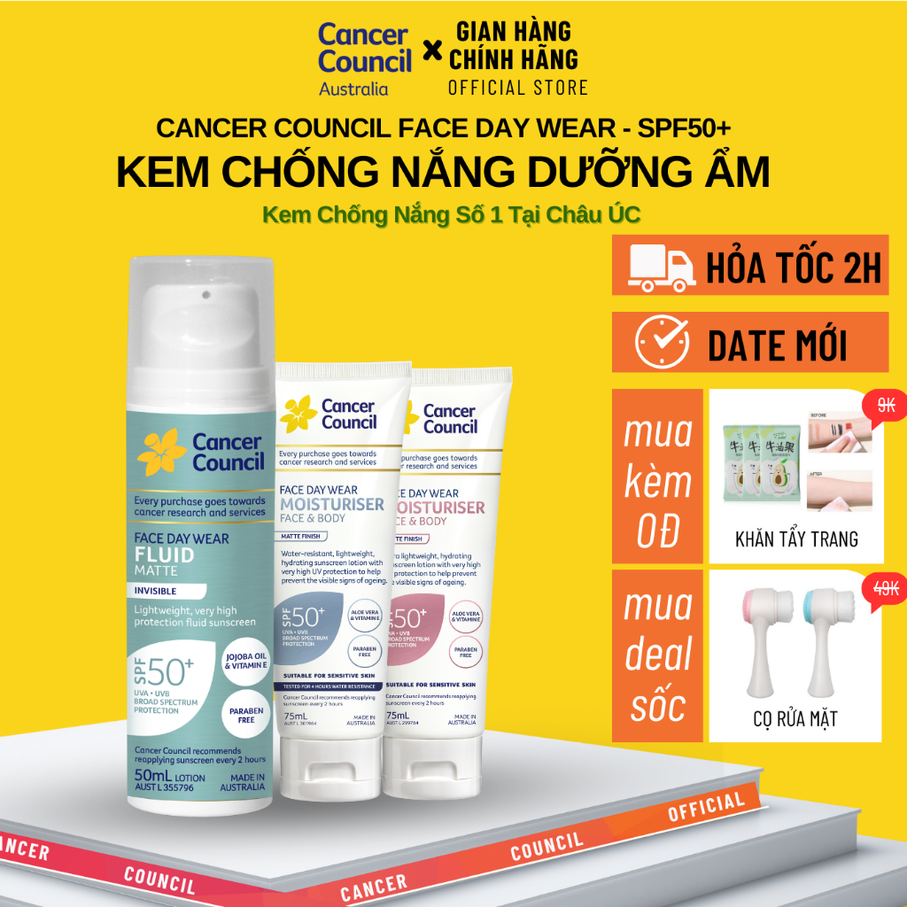 Kem chống nắng Cancer Council Face Day Wear Invisible SPF 50+/ PA ...