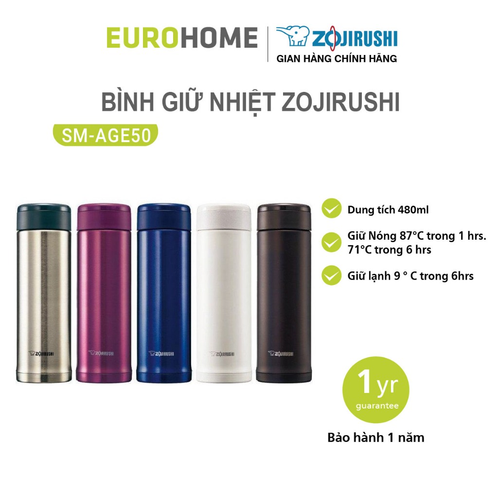 Bình Giữ Nhiệt Nóng Lạnh Zojirushi SM-AGE50 dung tích 500ml, sản xuất tại Thái, bảo hành 1 năm ...