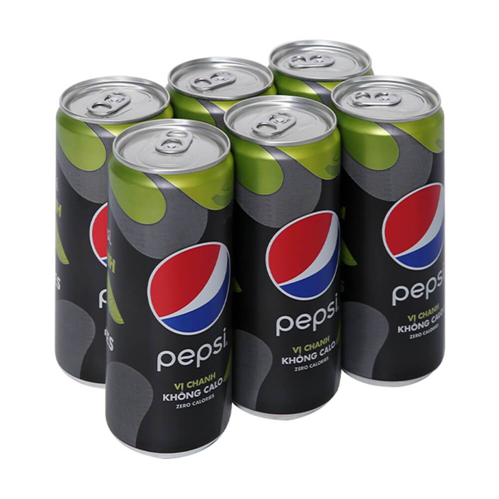 Lốc 6 lon nước ngọt Pepsi không calo vị chanh 320ml | Shopee Việt Nam