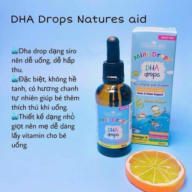 DHA Mini Drops dùng cho bé từ 3 tháng đến 5 tuổi bị bất dung nạp ...