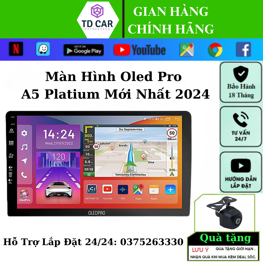 Màn hình android Oled Pro A5 Sim 4G và Oled Pro A3 Wifi, RAM 2G/32G, youtube, tivi, bản đồ S2 ...