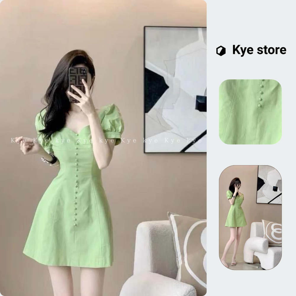 Váy dáng A KYE màu xanh bơ Sara dress | Shopee Việt Nam