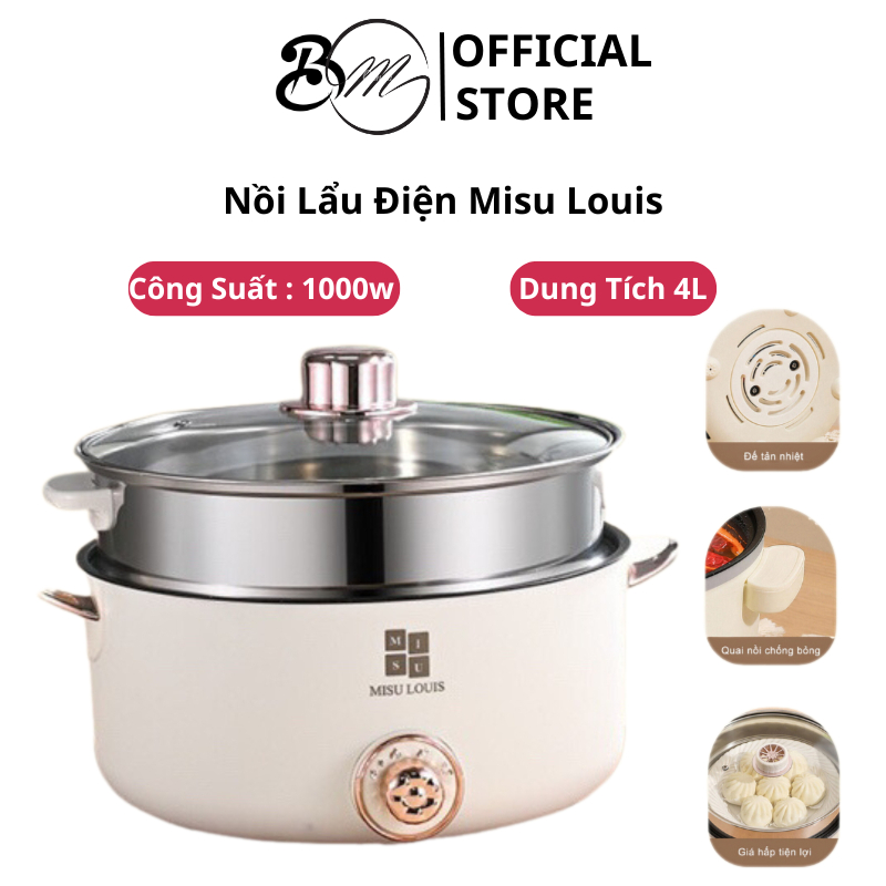Nồi Lẩu Điện Đa Năng Cao Cấp MISU LOUIS Dung Tích 4L, Đường Kính 28cm ...
