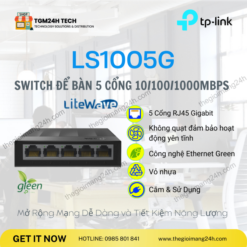 Thiết bị chuyển mạch Switch Để Bàn 5 Cổng Gigabit TP-LINK LS1005G. Hàng ...
