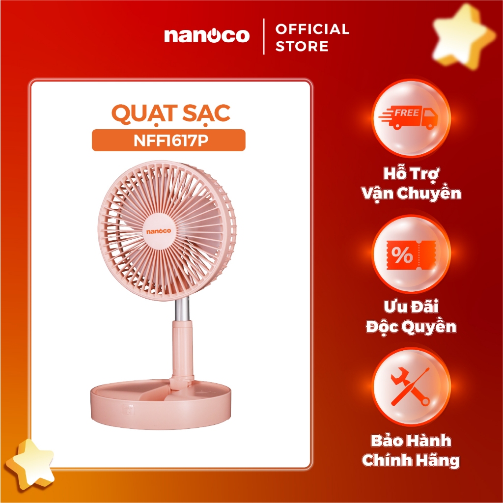 Quạt sạc gấp gọn tiện lợi Nanoco model NFF1617 | Shopee Việt Nam