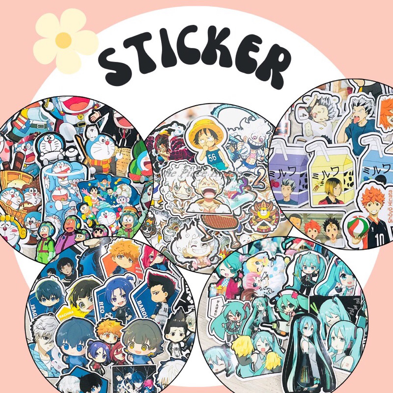 Bộ Sticker Ngẫu Nhiên Anime 20 (One Piece, Kimetsu, Conan, Hakiyuu ...