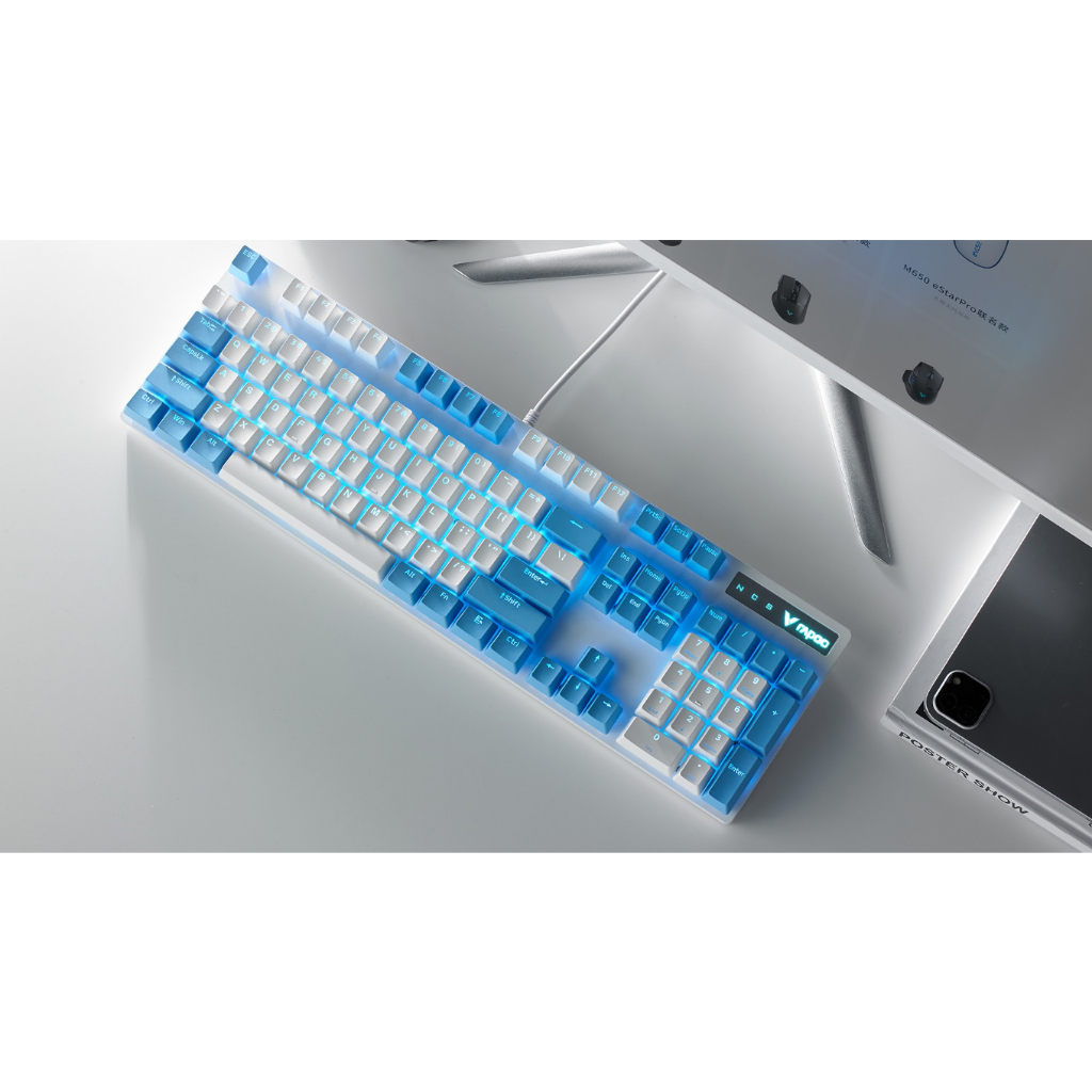 Bàn phím máy tính RAPOO V500 Pro White Blue_Blue Switch 12113 | Shopee Việt Nam