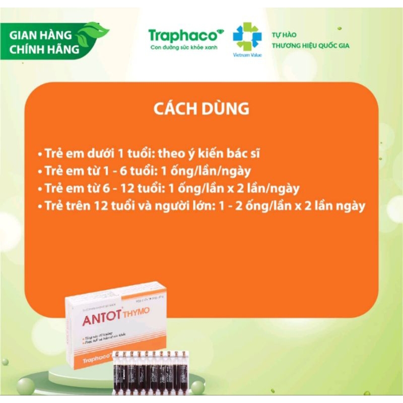 Antot Thymo Traphaco_tăng sức đề kháng hộp 20 ống | Shopee Việt Nam