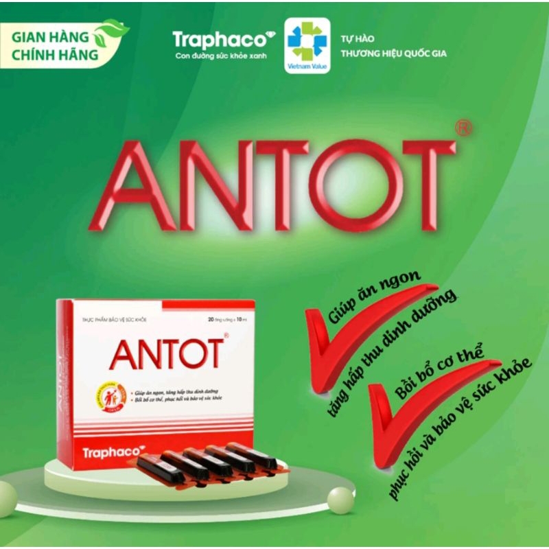 Antot Traphaco hộp 20 ống nhựa giúp ăn ngon bồi bổ cơ thể | Shopee Việt Nam