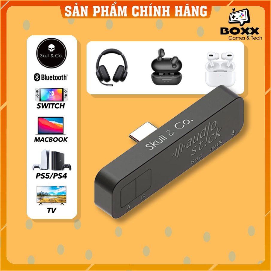 Skull & Co AudioStick Bluetooth 5.0 hỗ trợ kết nối tai nghe không dây ...