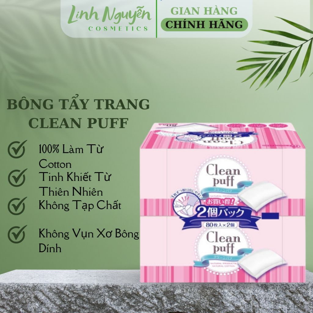 Bông Tẩy Trang Clean Puff Cao Cấp Số 1 Nhật Bản Hộp 80 Miếng | Shopee ...