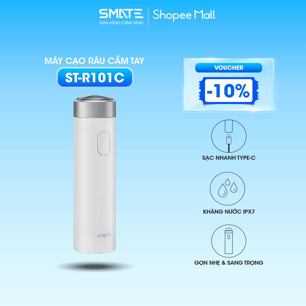 Máy Cạo Râu Mini Smate ST-R101C - Lưỡi Cạo Xoáy 3 Lá - Sạc Nhanh Type-C ...