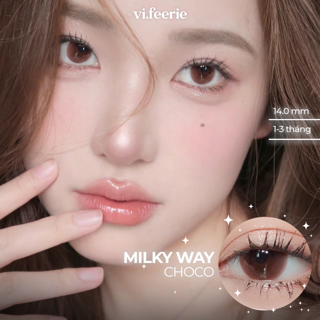 Kính áp tròng (lens) nâu choco Milky Way Choco đủ độ cận-VF Lens ...