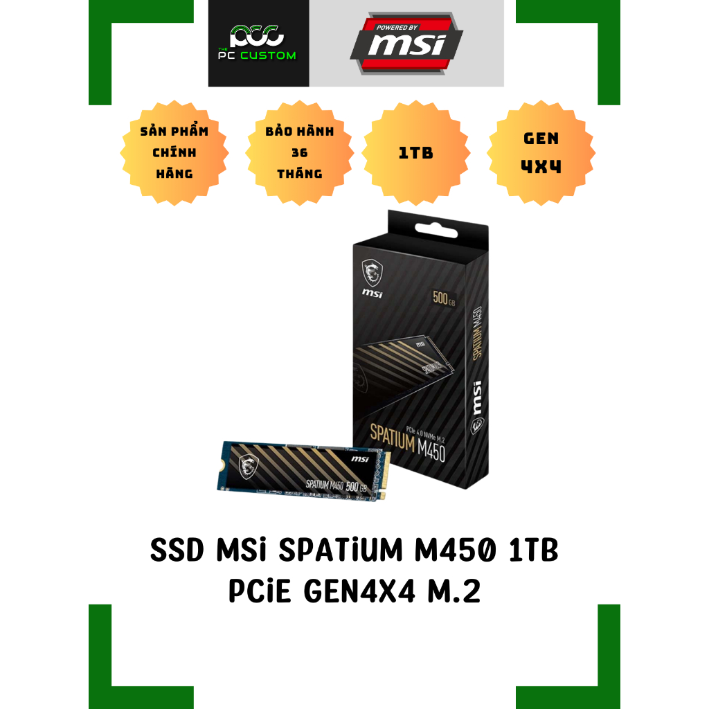 SSD MSI SPATIUM M450 1TB PCIE GEN4x4 M.2 | Shopee Việt Nam