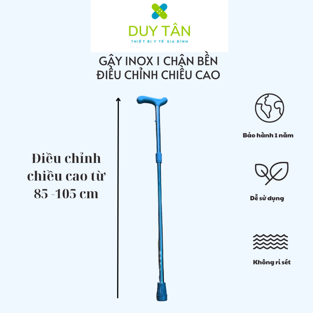 Gậy Chống 1 Chân Inox, Ba Toong Cho Người Già Hỗ Trợ Đi Lại Điều Chỉnh ...