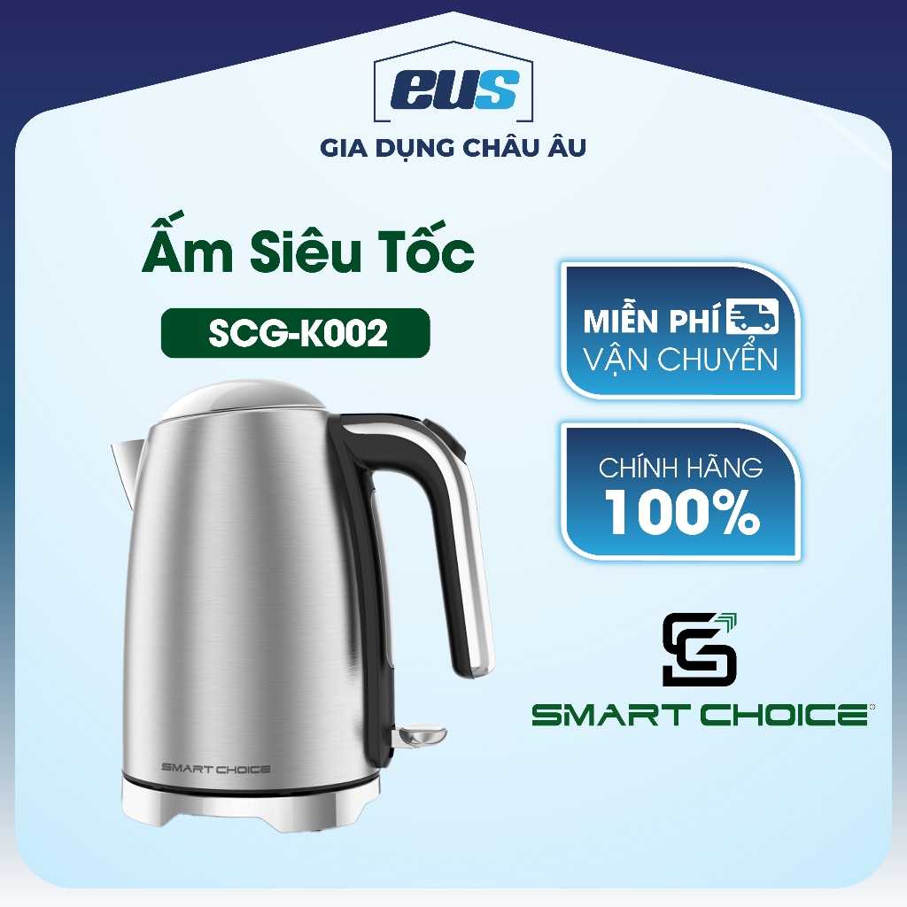 Ấm Siêu Tốc Inox 304 1.7L SMARTCHOICE SCG-K002 Bộ Chỉnh Nhiệt STRIX UK ...