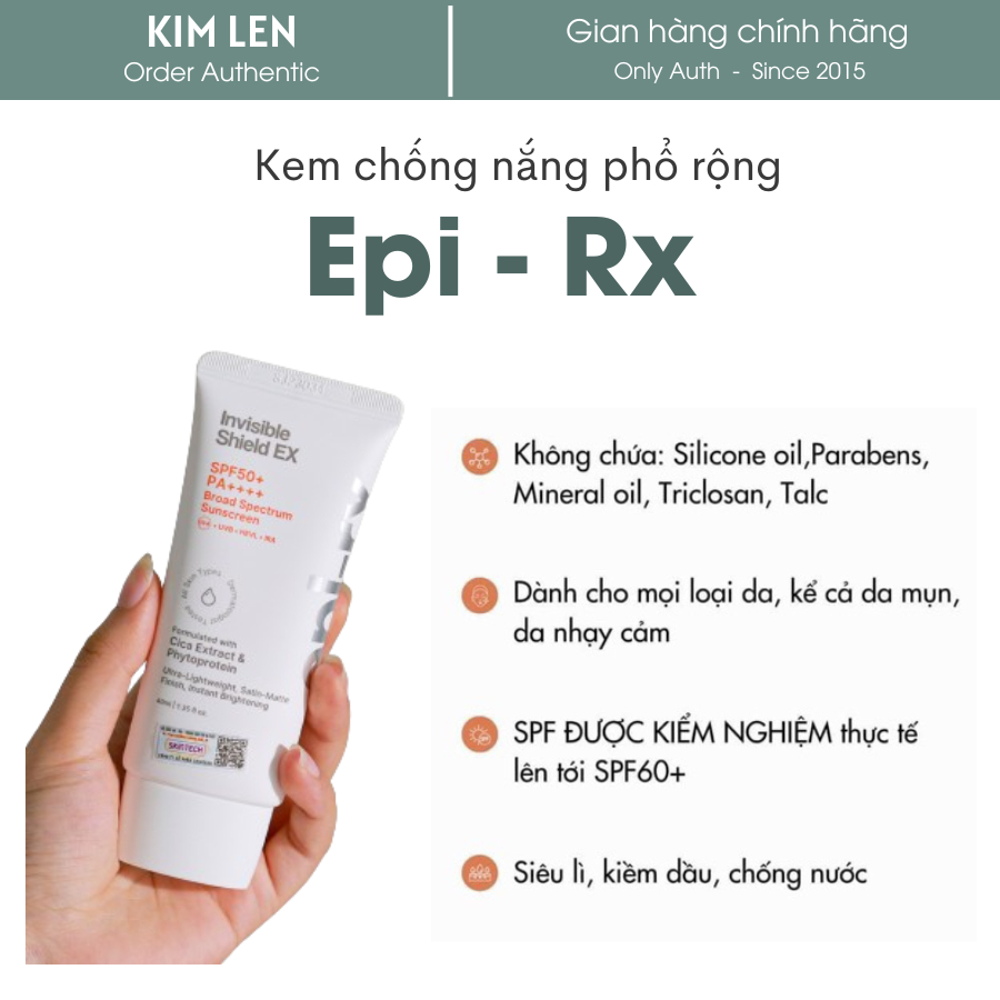 Kem chống nắng Epi-rx Invisible Shield EX nâng tone phổ rộng 5ml, 40ml ...