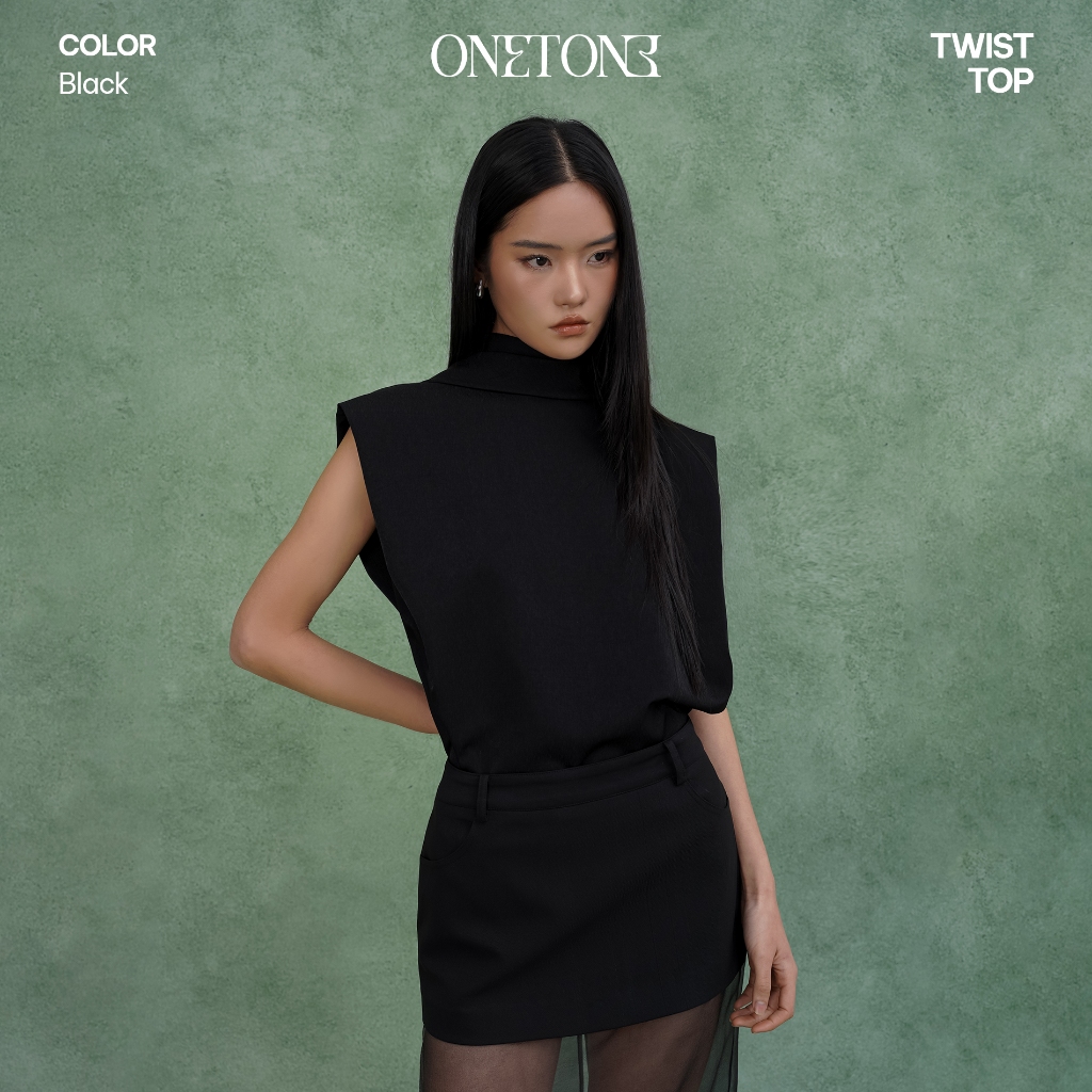 Áo kiểu Onetone cổ đổ phối chi tiết kim loại Twist | Shopee Việt Nam
