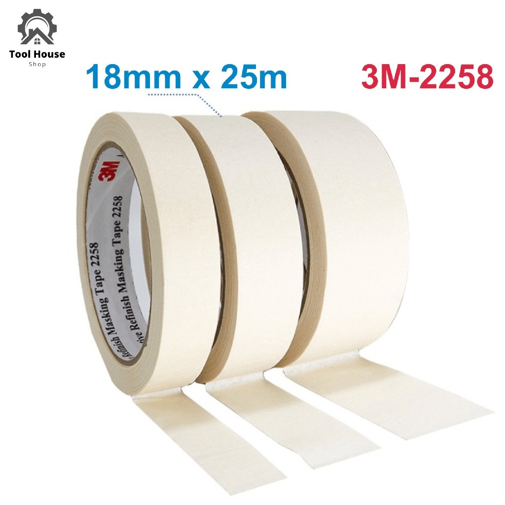 Băng keo giấy 3m trắng khổ rộng 1,8cm và 2cm dài 25m Masking Tape 3M 2258 (1 cuộn) | Shopee Việt Nam