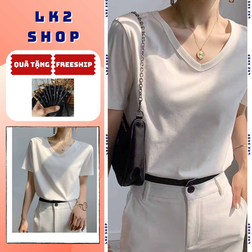 Áo thun nữ cổ tim 💖𝑭𝒓𝒆𝒆𝒔𝒉𝒊𝒑💖 Áo thunn nữ chất cotton thun mát hàng may ...