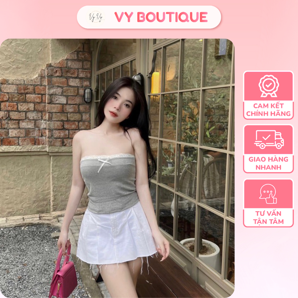 [HỎA TỐC] Áo Tube Ren Đính Nơ Sexy | Shopee Việt Nam