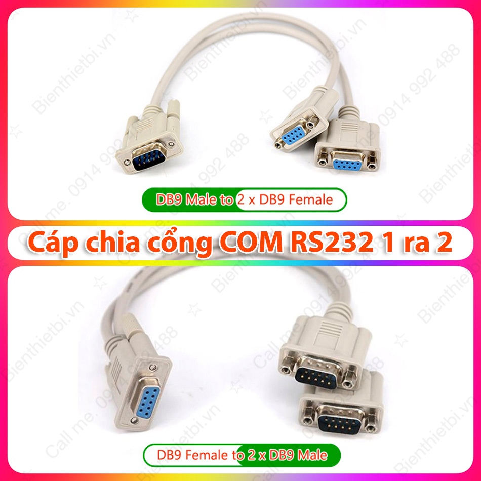 Cáp chia DB9 Male to 2 DB9 Female, chia DB9 Cái ra 2 DB9 Đực. Cáp chia ...