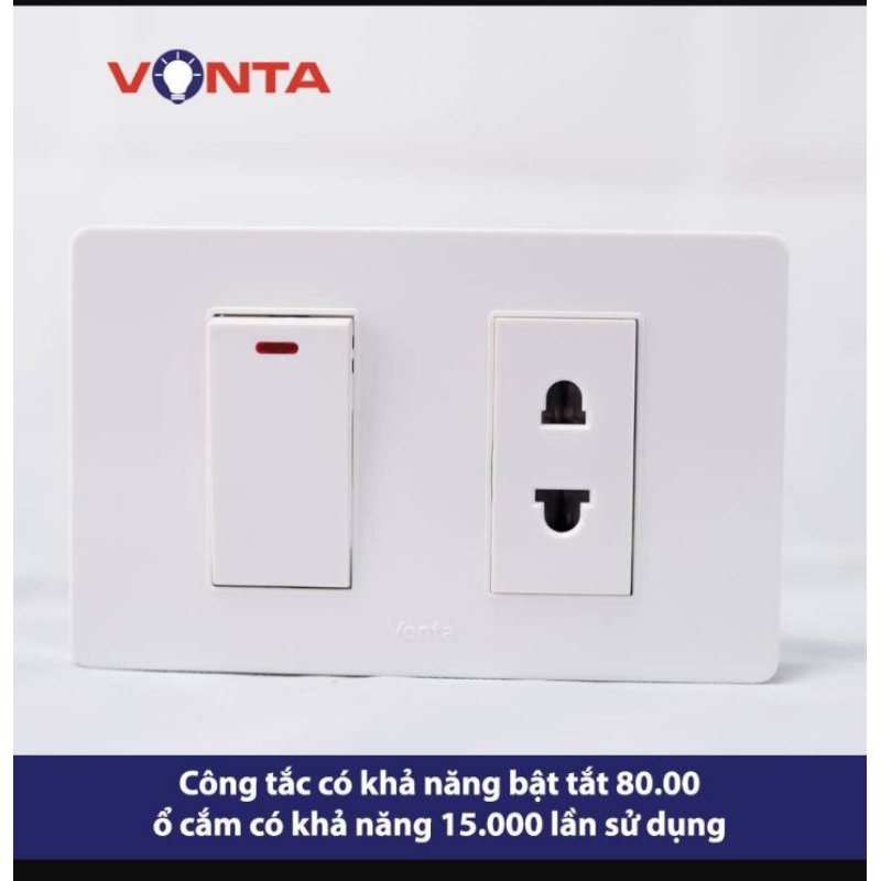 Ổ cắm vonta , mặt hạt ổ cắm Vonta V03_mặt phẳng, gông thép chắc chắn ...