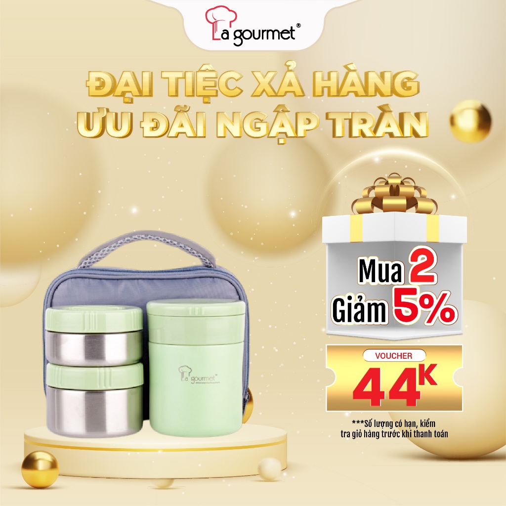 Bộ 3 hộp cơm giữ nhiệt có túi La gourmet Spring Collection 395870 ...
