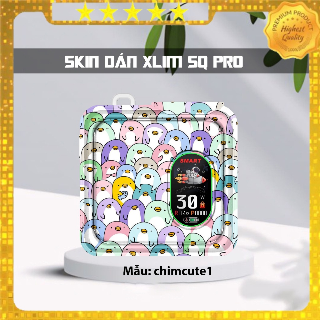 Miếng dán Skin Xlim SQ Pro phủ kim tuyến hình Chimcute, dán cho XLim ...