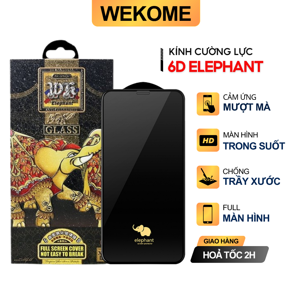 Kính cường lực iphone 6D Elephant Full màn hình trong suốt cho IPX Xs ...