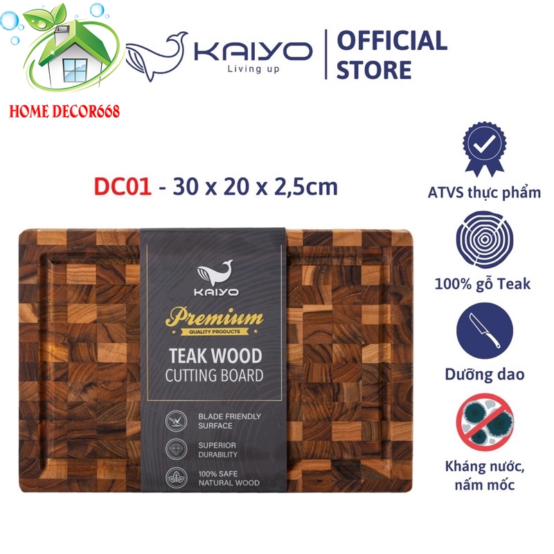Thớt Gỗ TEAK KAIZO Chính Hãng Chống Nấm Mốc Mùn Chống Cong Vênh(30*20*2,5cm) Homedeocor668 ...