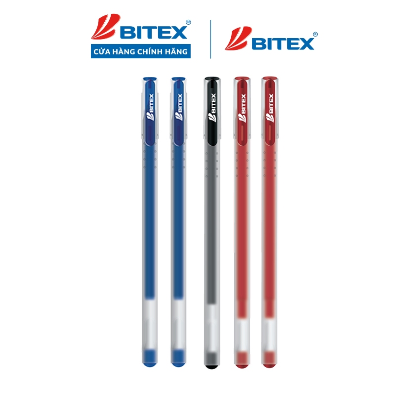 Combo 05 Bút gel Bitex mực xanh, đen, đỏ G04 | Shopee Việt Nam