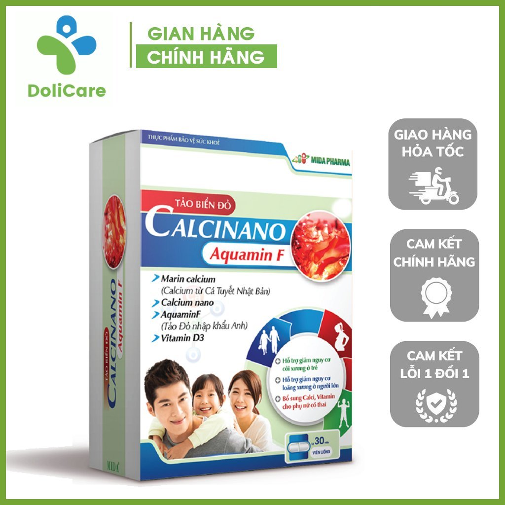 Canxi CALCINANO Viên uống bổ sung CANXI chiết xuất từ tảo biển đỏ AquaminF, VITAMIN D3, VITAMIN ...