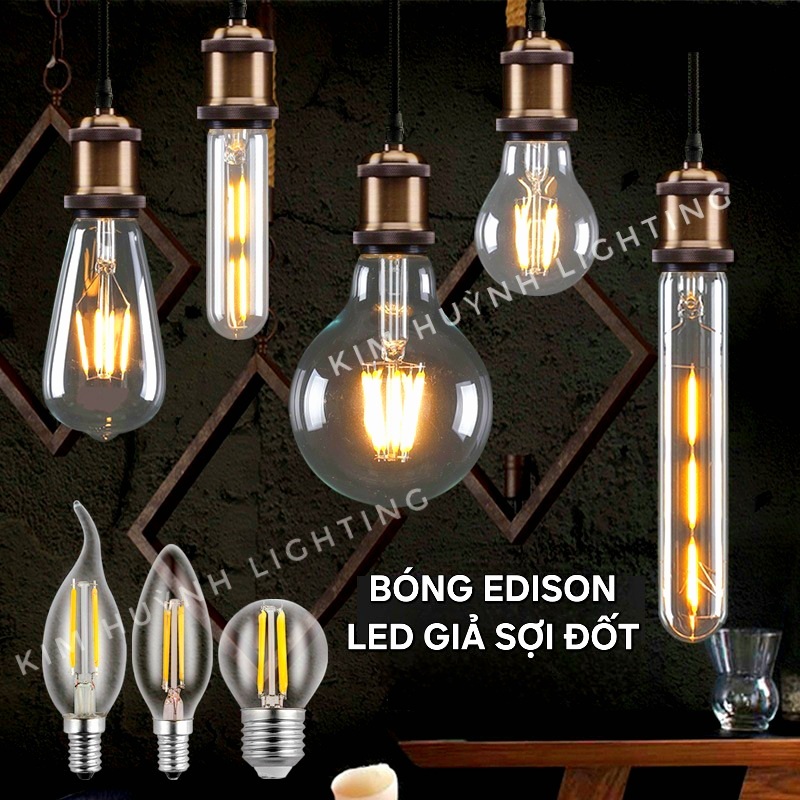 Bóng đèn Led Edison giả dây tóc C35 G45 A60 ST64 trang trí decor ...