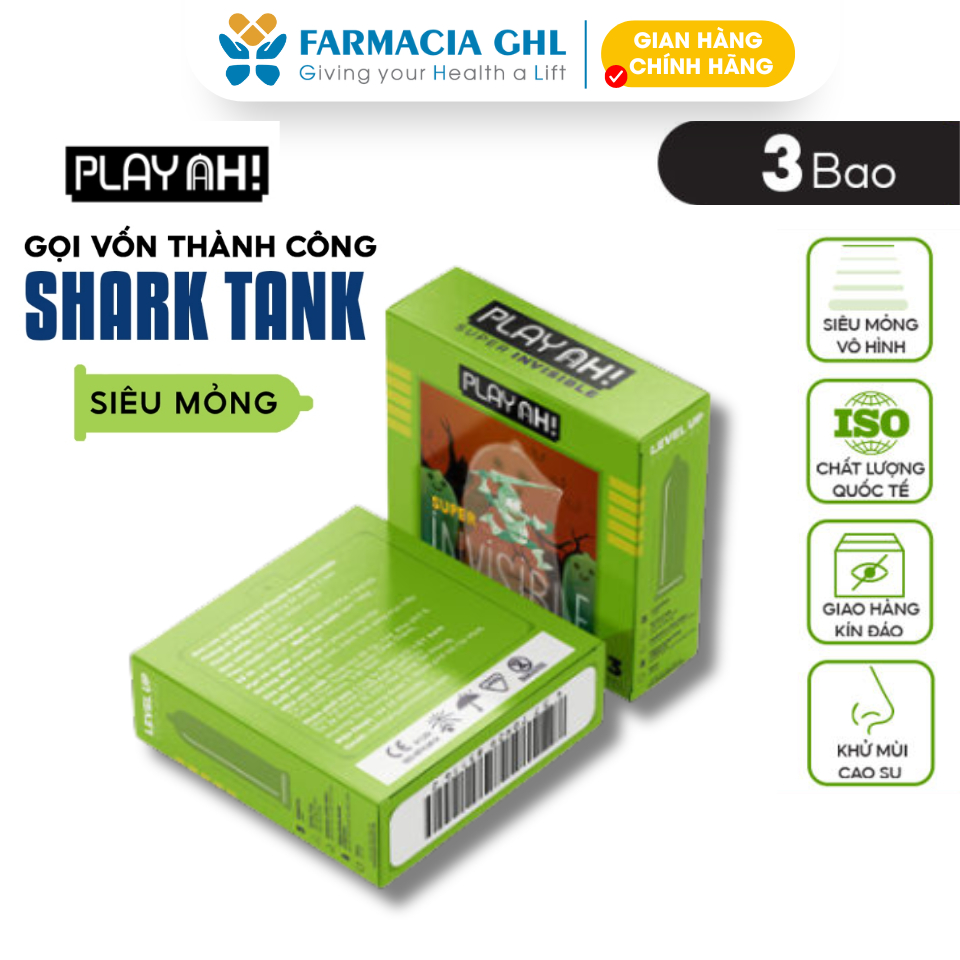 Bao Cao Su PlayAh Super Invisible Siêu Mỏng Hộp 3 Chiếc Size 52mm ...