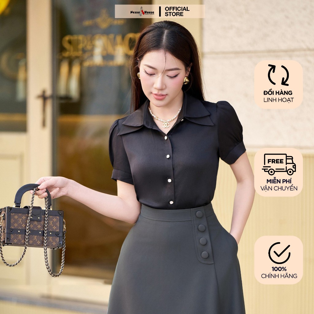 Áo Sơ Mi 2 Lá Cổ NESSA - BA534 | Shopee Việt Nam