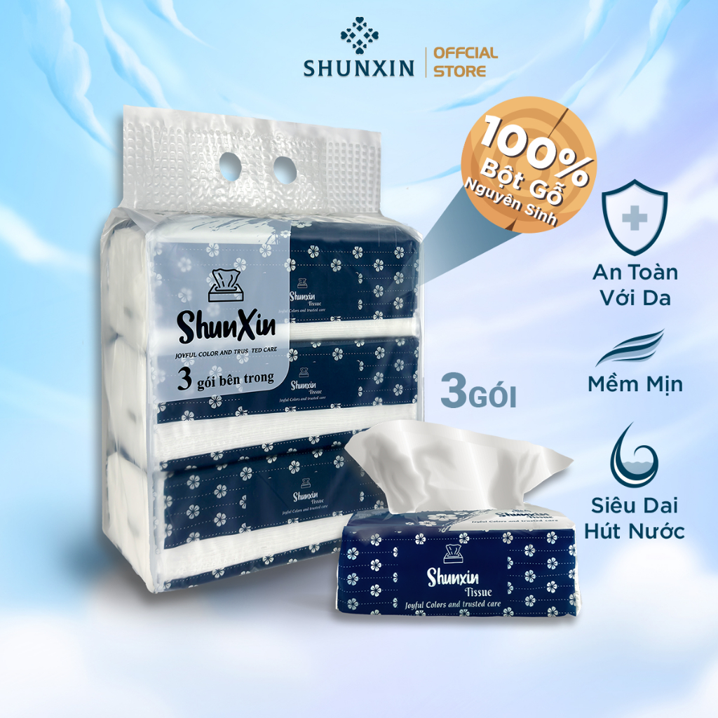 Khăn giấy rút xanh cao cấp SHUNXIN 4 lớp 1 gói 400 tờ - siêu rẻ siêu ...