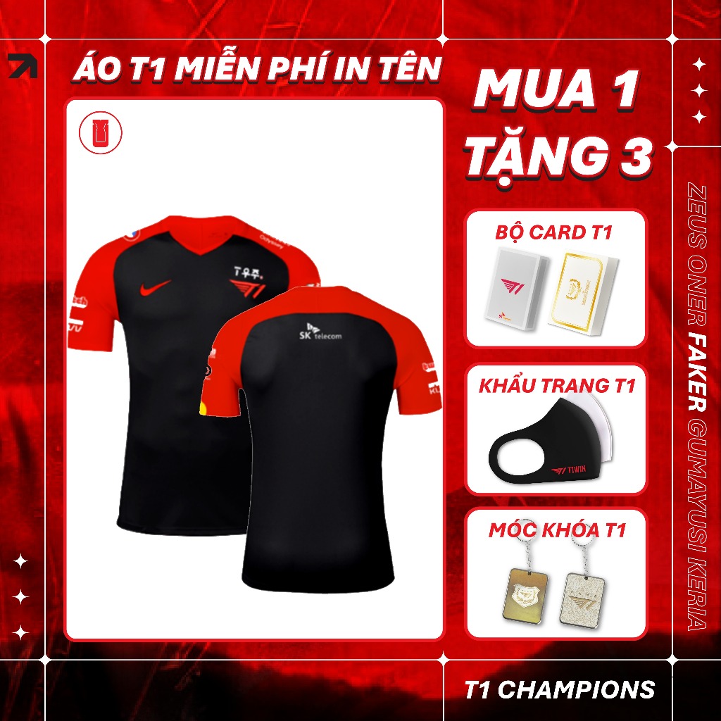[FREE IN TÊN] Áo Thun Thi Đấu T1 LCK 2022-LCK2024-CKTG 2023- Mẫu 4 Sao Nâng Cúp CKTG-MSI 2023 ...