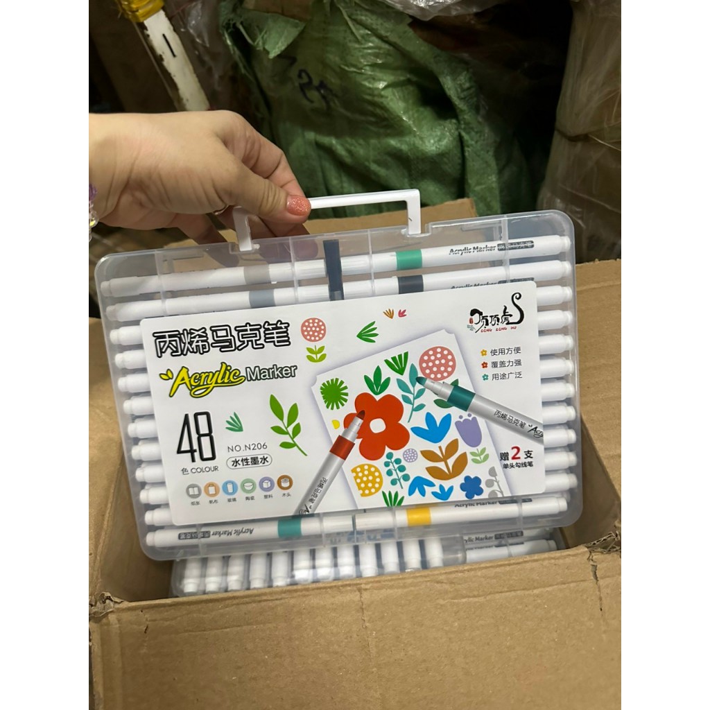 Bút Màu Acrylic Marker 12/24/36/48/60 Cao Cấp Màu Sắc Tươi Sáng - Bút ...