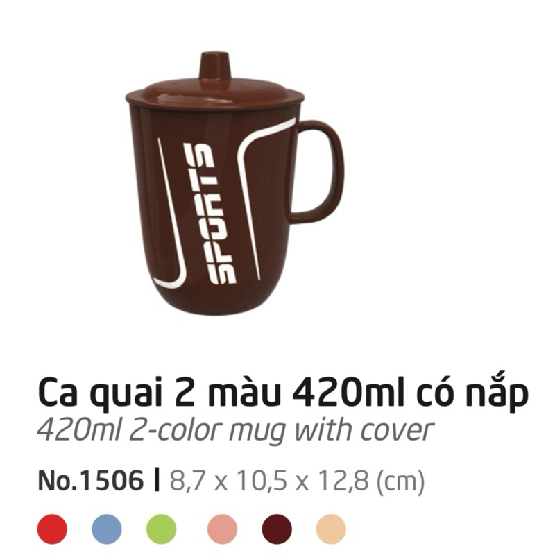 6.7.4 (Đặt trước 2-3 ngày) ca quai 2 màu Duy Tân 420ml, 420ml có nắp Duy Tân, ca nhựa, ca nước ...