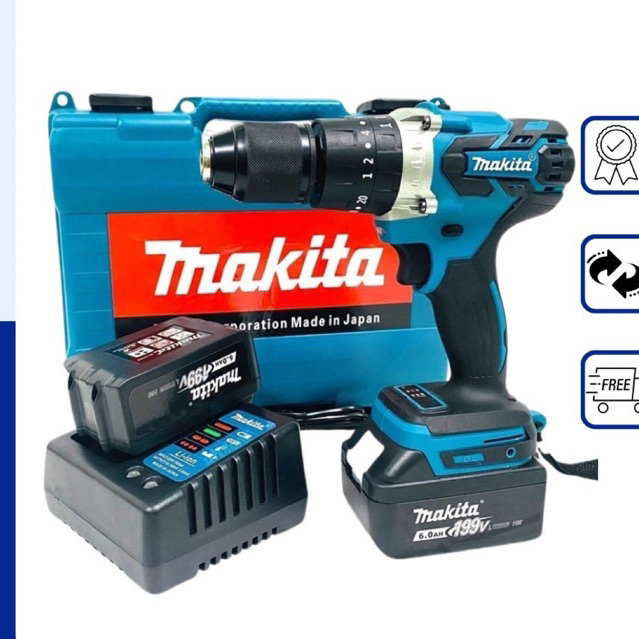 Máy khoan pin Makita 199v cầm tay, pin 10 cell, động cơ không chổi than, 100% dây đồng | Shopee ...