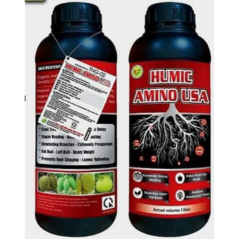 Phân bón humic amino usa kích rễ chai 1 lít pha 800 lít nước kích thích rễ phát triển thân cành ...