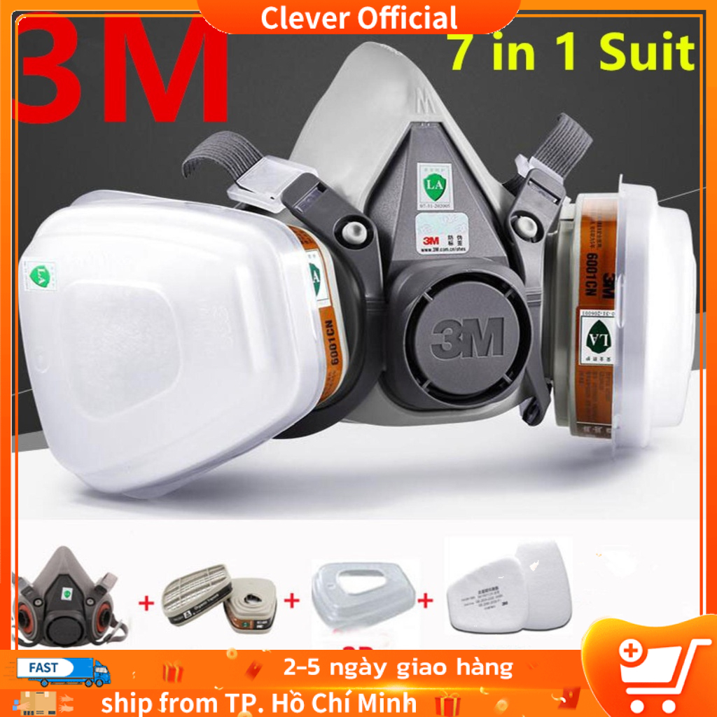Bộ khẩu trang phòng độc 3M 6200 kèm kính hoá chất, mặt nạ sơn chống độc phun thuốc trừ sâu ...