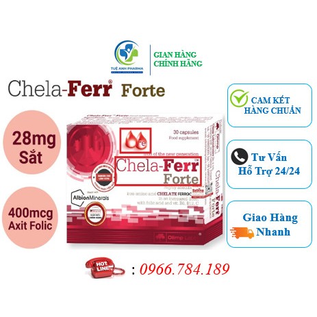 Sắt Chela-Ferr® Forte 28mg sắt [Chính Hãng] Viên sắt cho bà bầu hỗ trợ ...