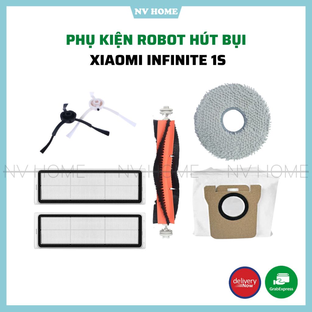 Phụ kiện robot hút bụi lau nhà xiaomi infinite 1s, khăn, lọc bụi, chổi ...