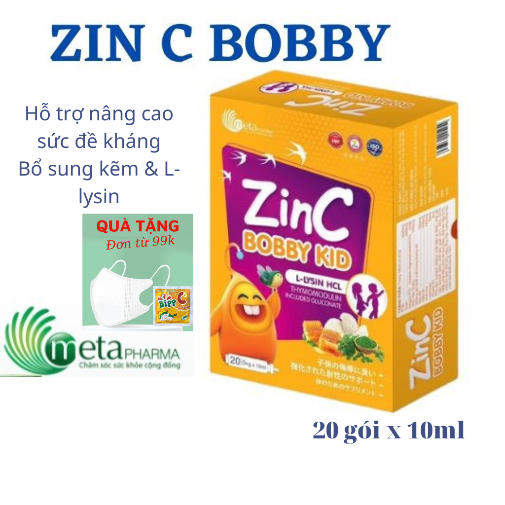 (Meta) Kẽm Zinc cho bé, ZINC BOBBY KID bổ sung Kẽm, Lysine, DHA, cải ...