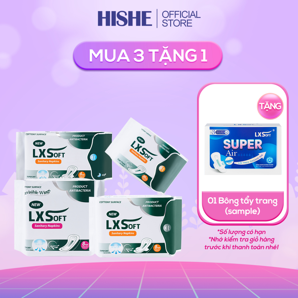 [Mua 3 Tặng 1] Combo 3 gói Băng vệ sinh LXSoft bạc hà tặng 01 hộp BVS ...