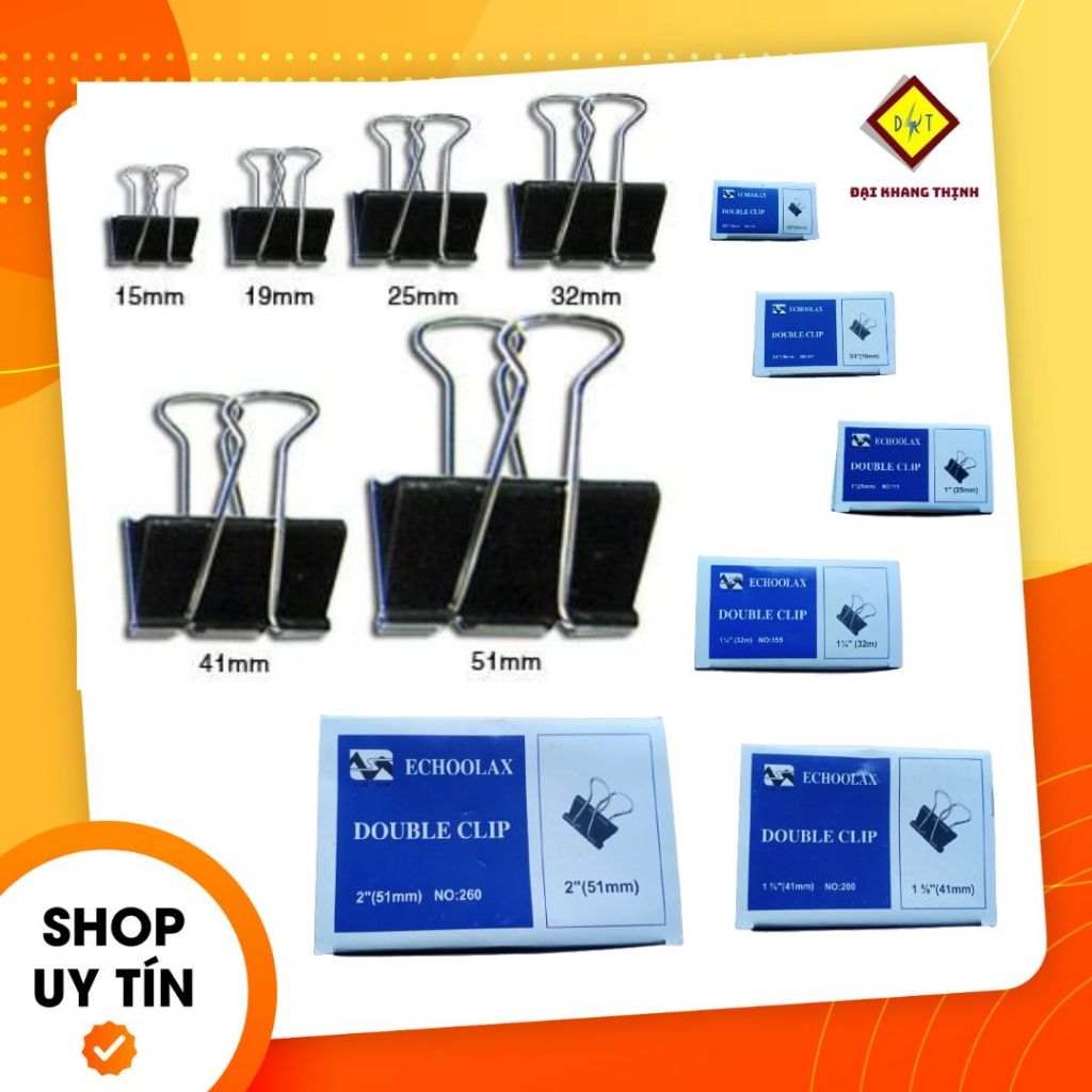Kẹp giấy Echo 15mm 19mm 25mm 32mm 41mm 51mm kẹp bướm gim giấy | Shopee ...
