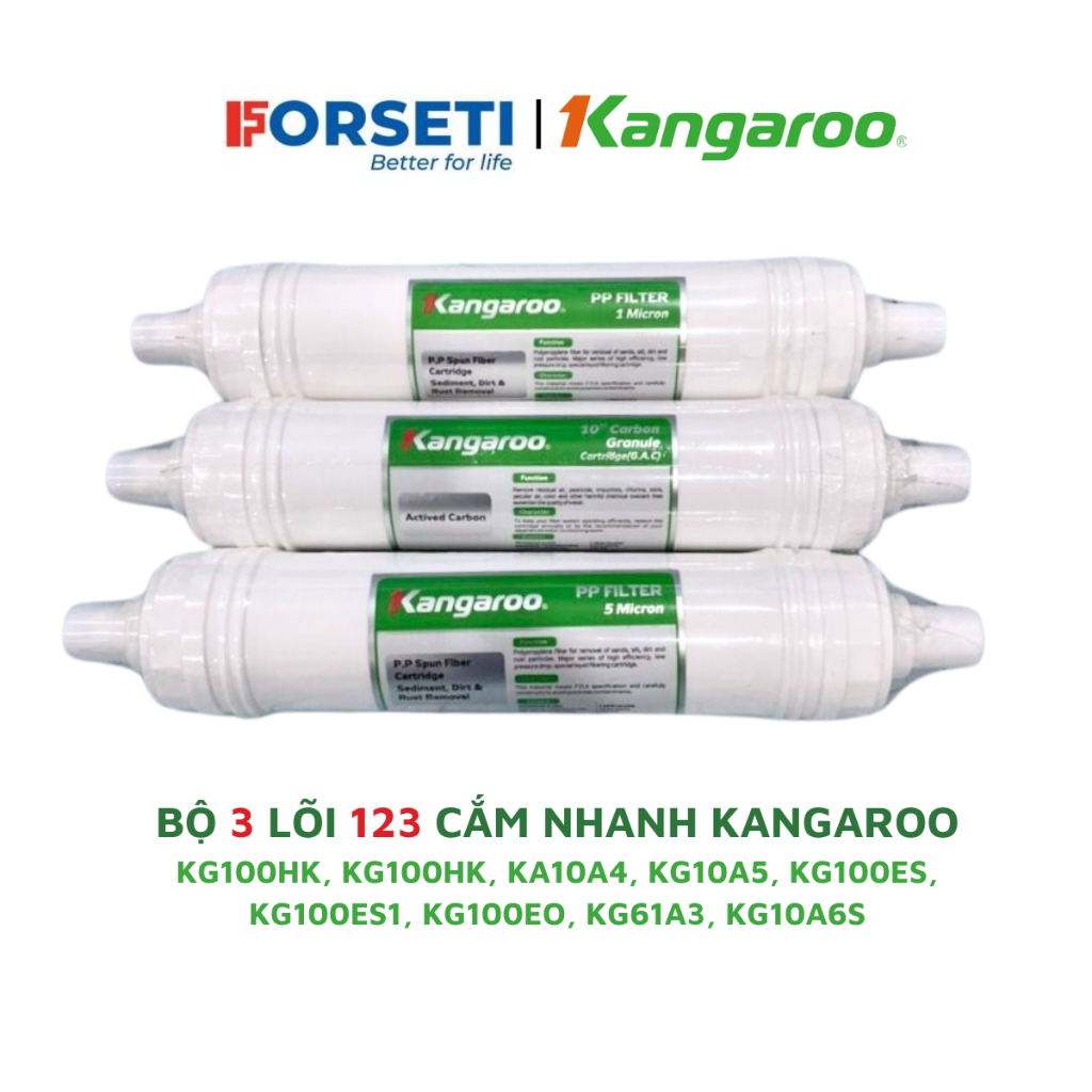 Bộ lõi lọc nước 123 Kangaroo đúc liền (Lõi HK) dùng cho model KG10A4VTU ...
